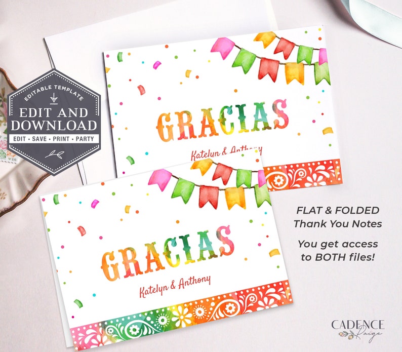 Fiesta Thank You Cards Fiesta Thank You Notes Gracias Notes - Etsy