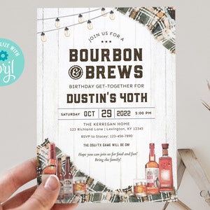 Bourbon and Brews Birthday Invitation, 30th, 40th, 50th, 60th Birthday ...