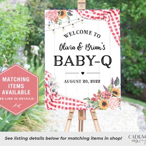 Red BABY-Q Shower Signs, BBQ Baby Shower Signs, Babyq Signs, 8 X 10 Bbq ...