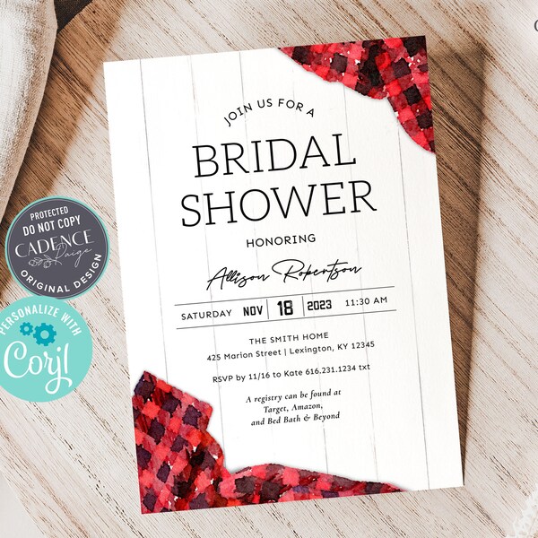Plaid Bridal Shower Invitation - Etsy