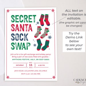 Christmas Sock Exchange Party Invite, Holiday Sock Swap Party Invite ...