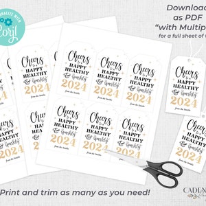 Happy New Year Gift Tag, Printable New Years Tag, Editable New Years ...