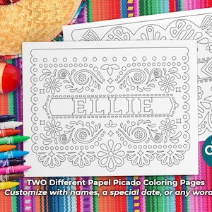 Papel Picado Coloring Pages: Editable Fiesta Activity (digital Download ...