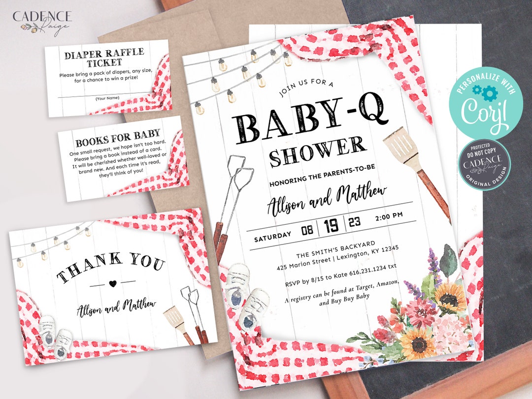 Baby-q Shower Invitation, BBQ Baby Shower Invitation, Couples Baby ...