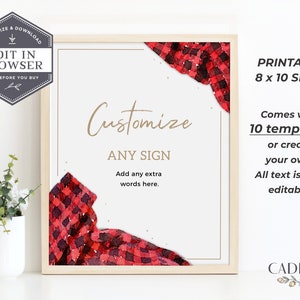 Buffalo Plaid Shower Signs, 8 X 10 Plaid Bridal Shower Signs, Flannel ...