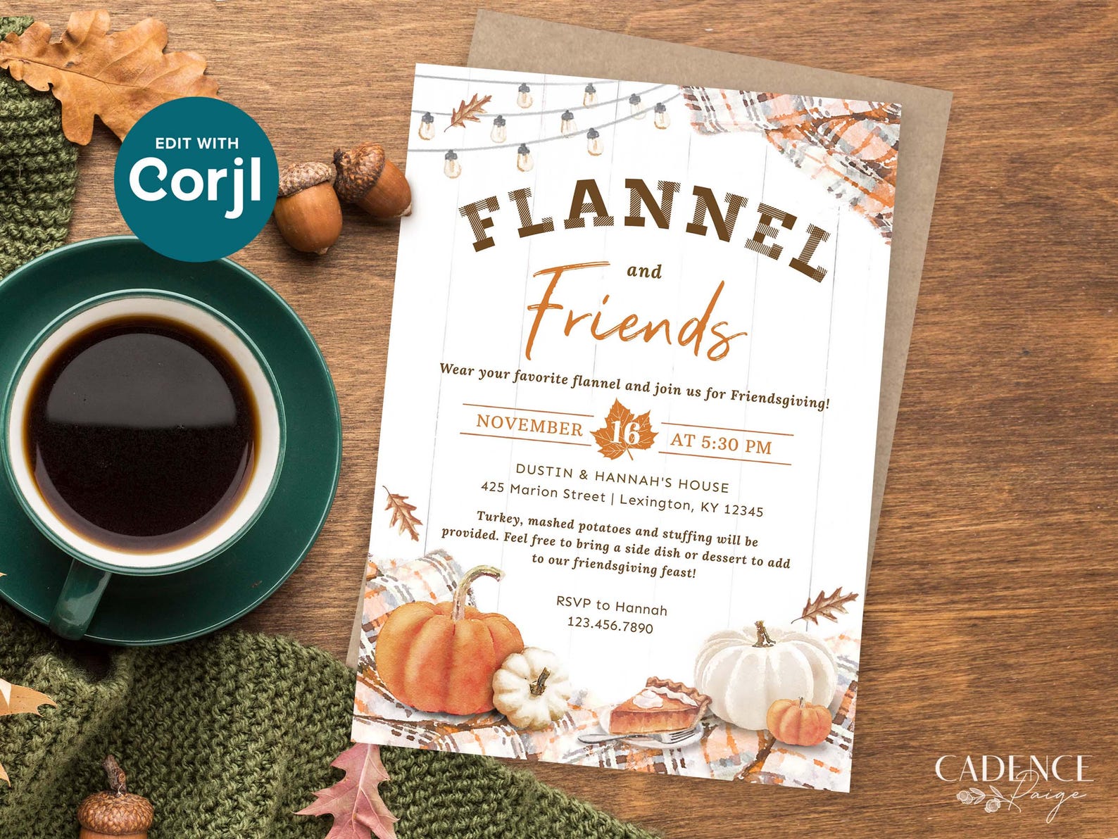 Friendsgiving Invitation, Flannel and Friends Invitation, Fun ...