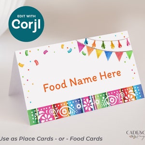 Printable Food Cards for Fiesta Buffet Customizable Food Signs for Taco ...