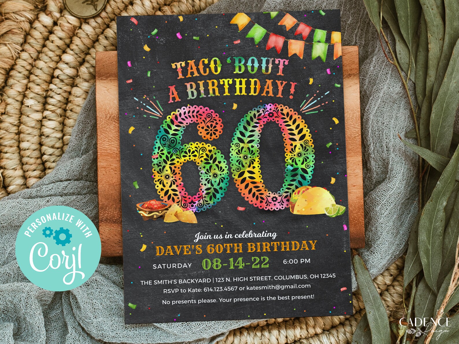 60th Birthday Party Invitation, 60th Fiesta Invite for a Man, Look Who ...