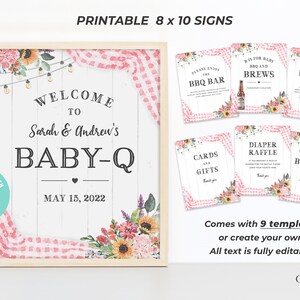 Pink BABY-Q Shower Signs BBQ Baby Shower Signs Babyq Signs - Etsy