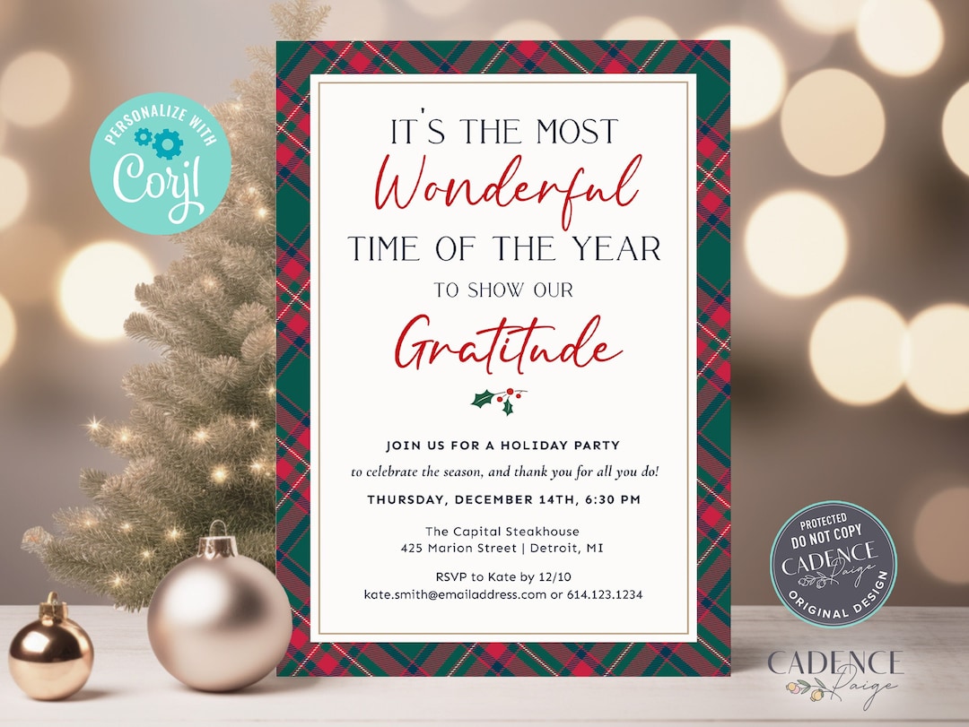 Office Holiday Party Invitation, Client Appreciation Invite, Company ...