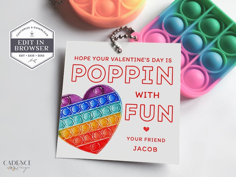 Valentine's Day Pop It Tags Classroom Valentines - Etsy
