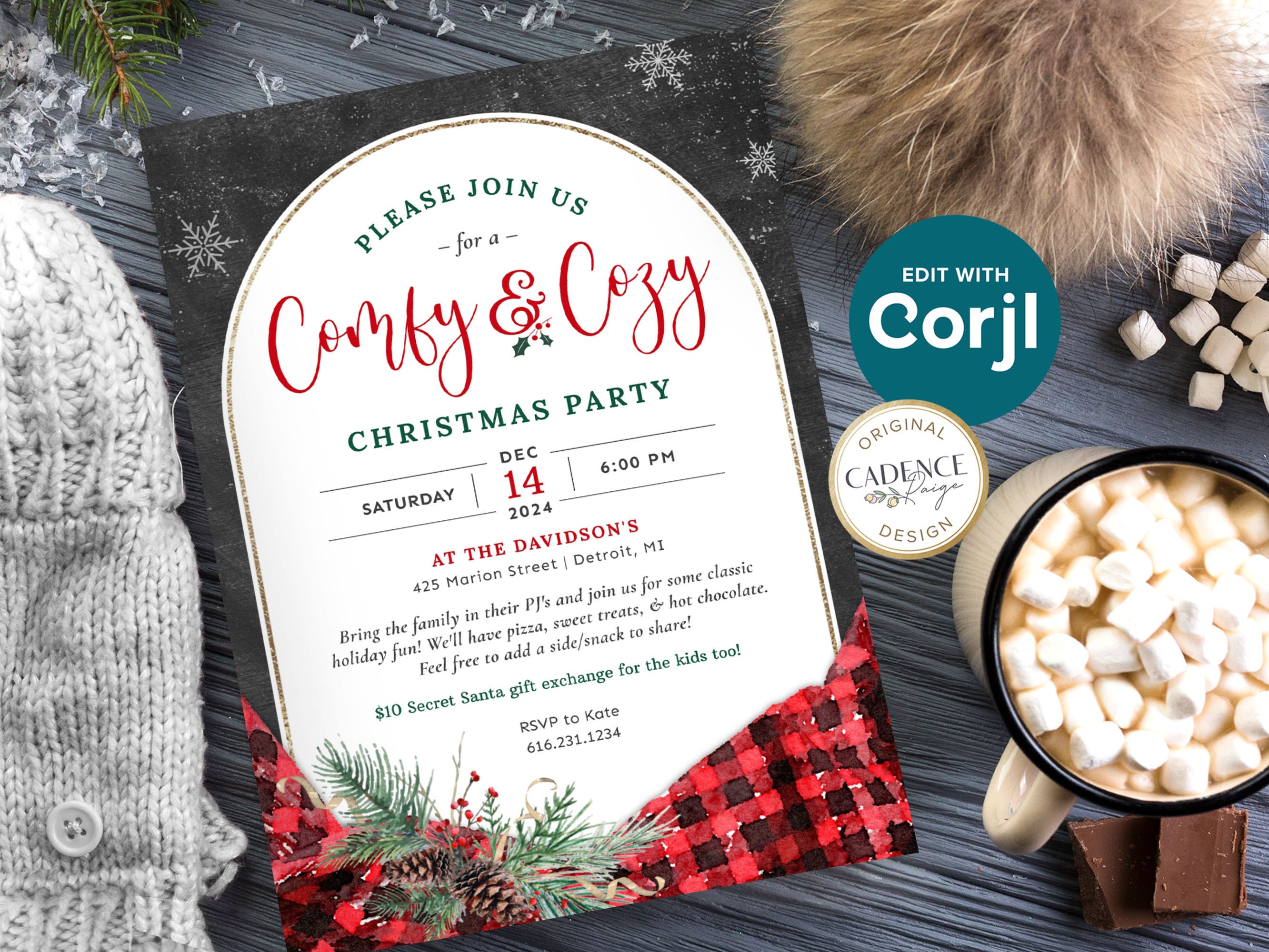 Cozy Christmas Party Invitation, Christmas PJ Party Invitation ...