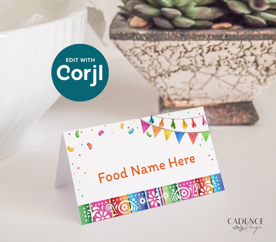Printable Food Cards for Fiesta Buffet Customizable Food Signs for Taco ...