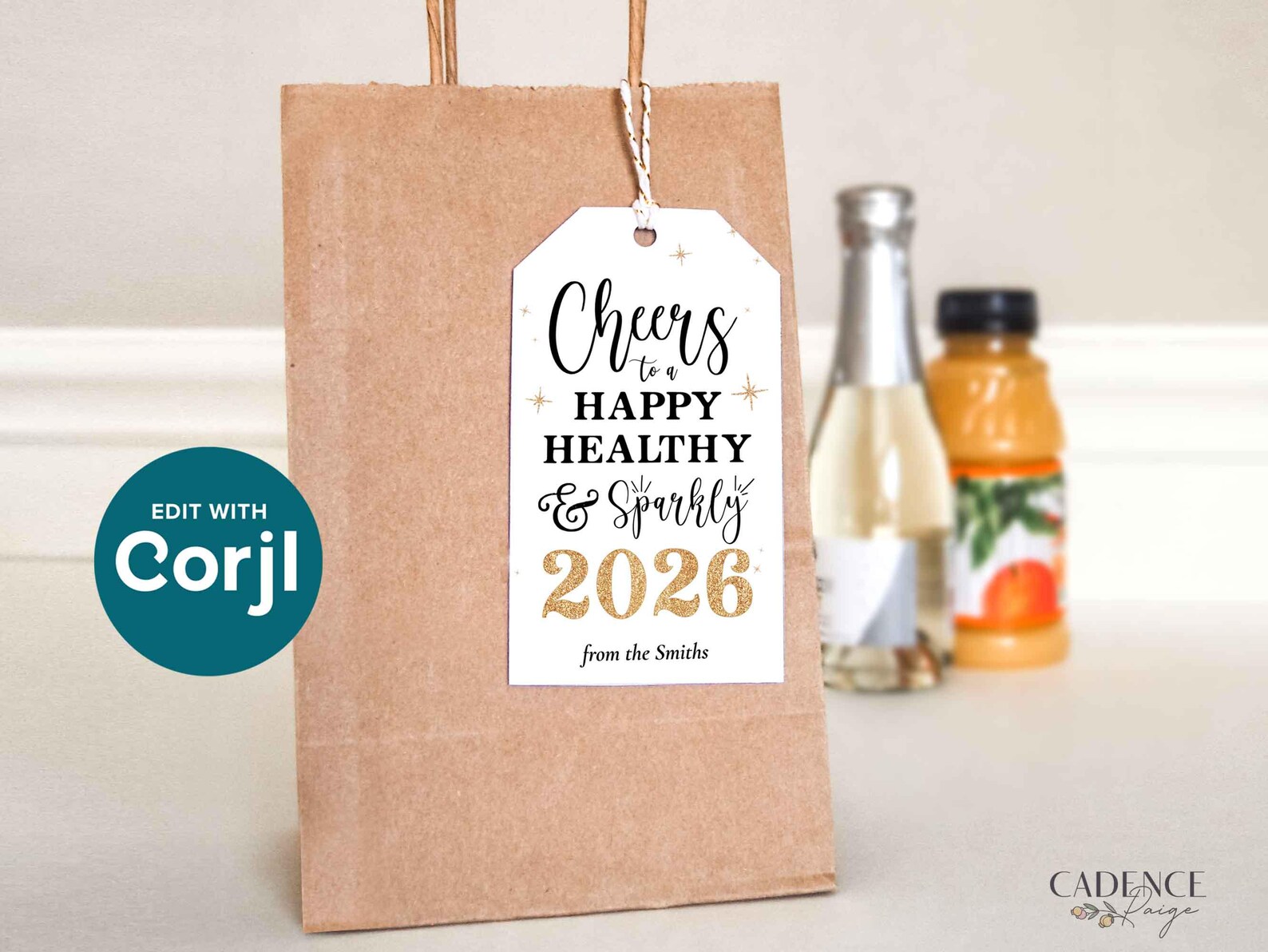 Happy New Year Gift Tag, Printable New Years Tag, Editable New Years ...