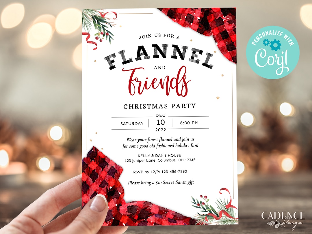 Flannel and Friends Holiday Party Invitation, Casual Holiday Party, Fun ...