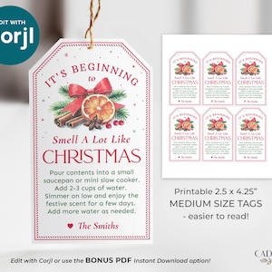 Printable Stovetop Potpourri Gift Tags Christmas Potpourri Scent Tags ...