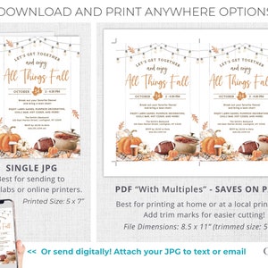 All Things Fall Invitation, Digital Fall Harvest Party Invitation ...