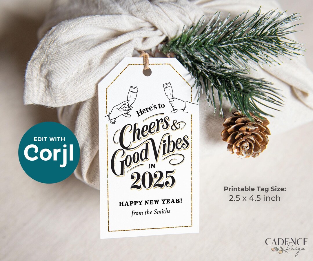 New Years Tag, Happy New Year Gift Tag, Printable New Years Tag, New ...