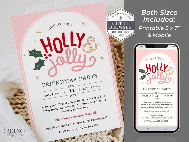 Friendmas Party Invitation Kids Christmas PJ Party - Etsy