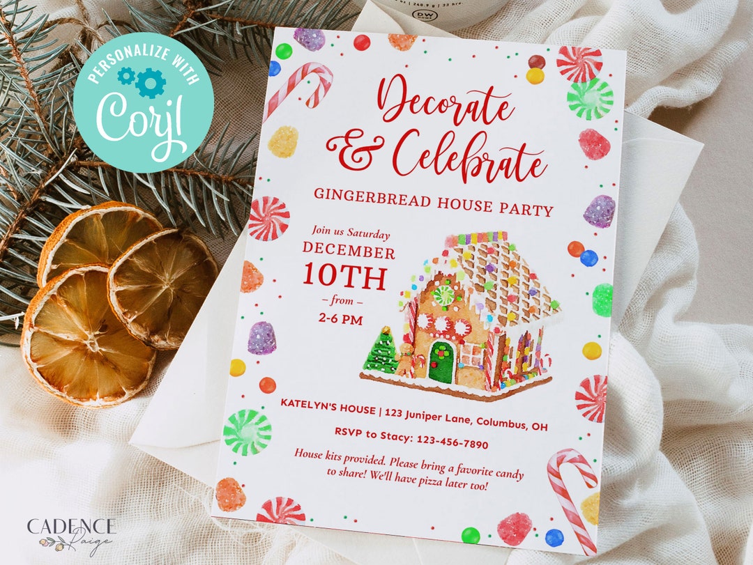 Gingerbread House Party Invitation Fun Holiday Party - Etsy