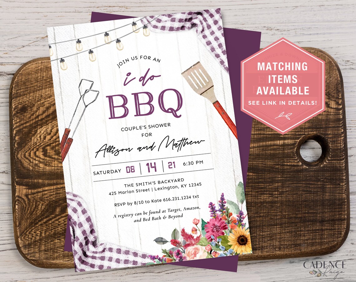 BBQ Recipe Cards I Do BBQ Recipe Cards Matching Purple - Etsy