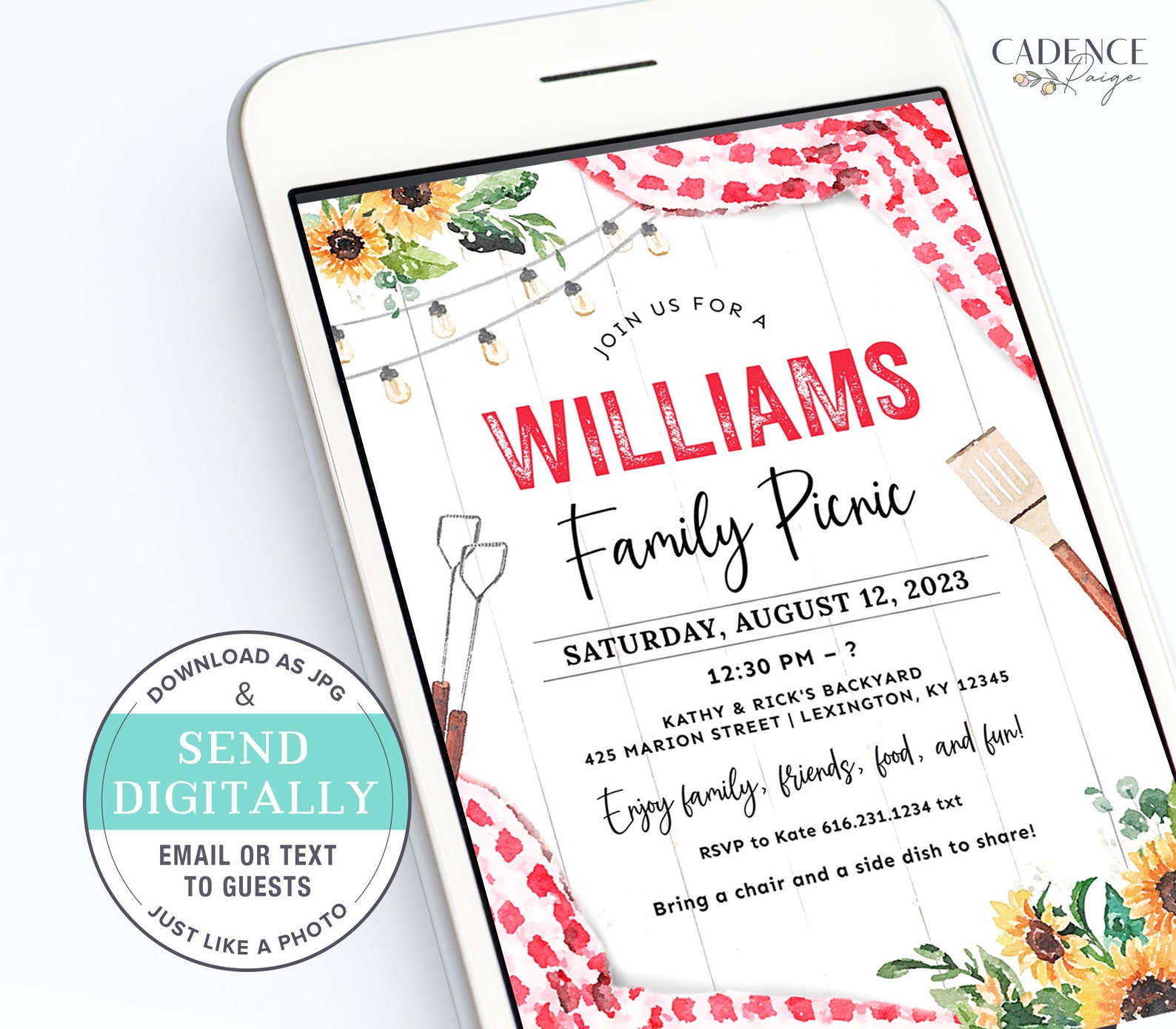 Family Reunion Invitation, Summer Picnic Invite, Family Cookout Invite ...