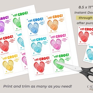 You Croc Valentine's Day Gift Tag, Shoe Charm Valentines Day Tag, Easy ...
