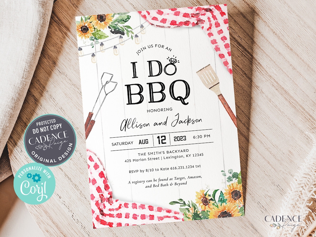I Do BBQ Invitation, BBQ Engagement Party Invitation, Digital Backyard ...