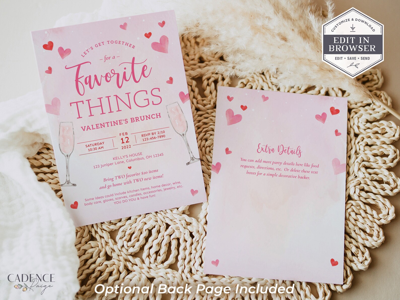 Valentines Day Brunch Invitation Favorite Things Brunch | Etsy