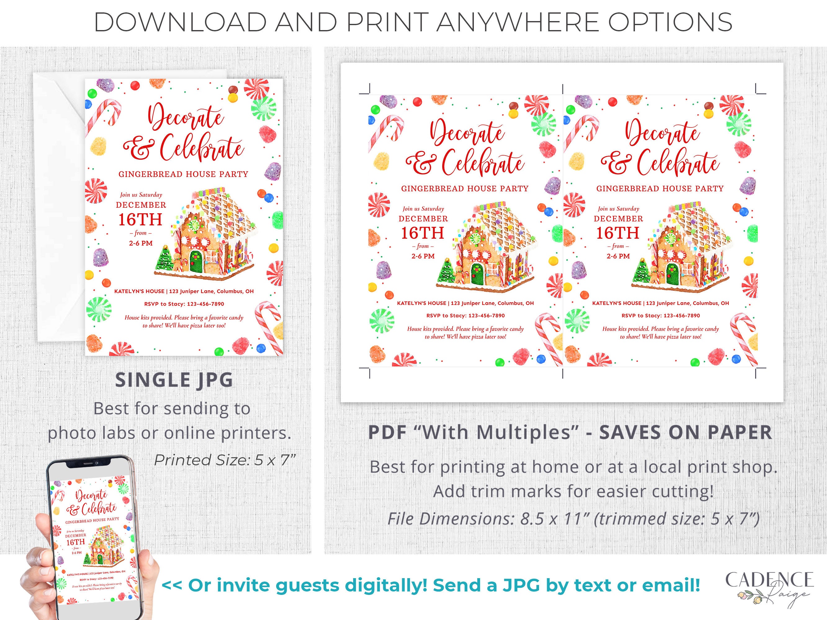 Gingerbread House Party Invitation, Fun Holiday Party Invitation for ...