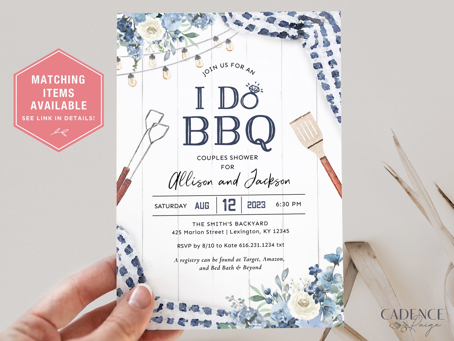 Dusty Blue BBQ Food Display Signs, Blue I Do BBQ Shower Signs, Cookout ...