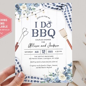 Dusty Blue BBQ Food Display Signs, Blue I Do BBQ Shower Signs, Cookout ...