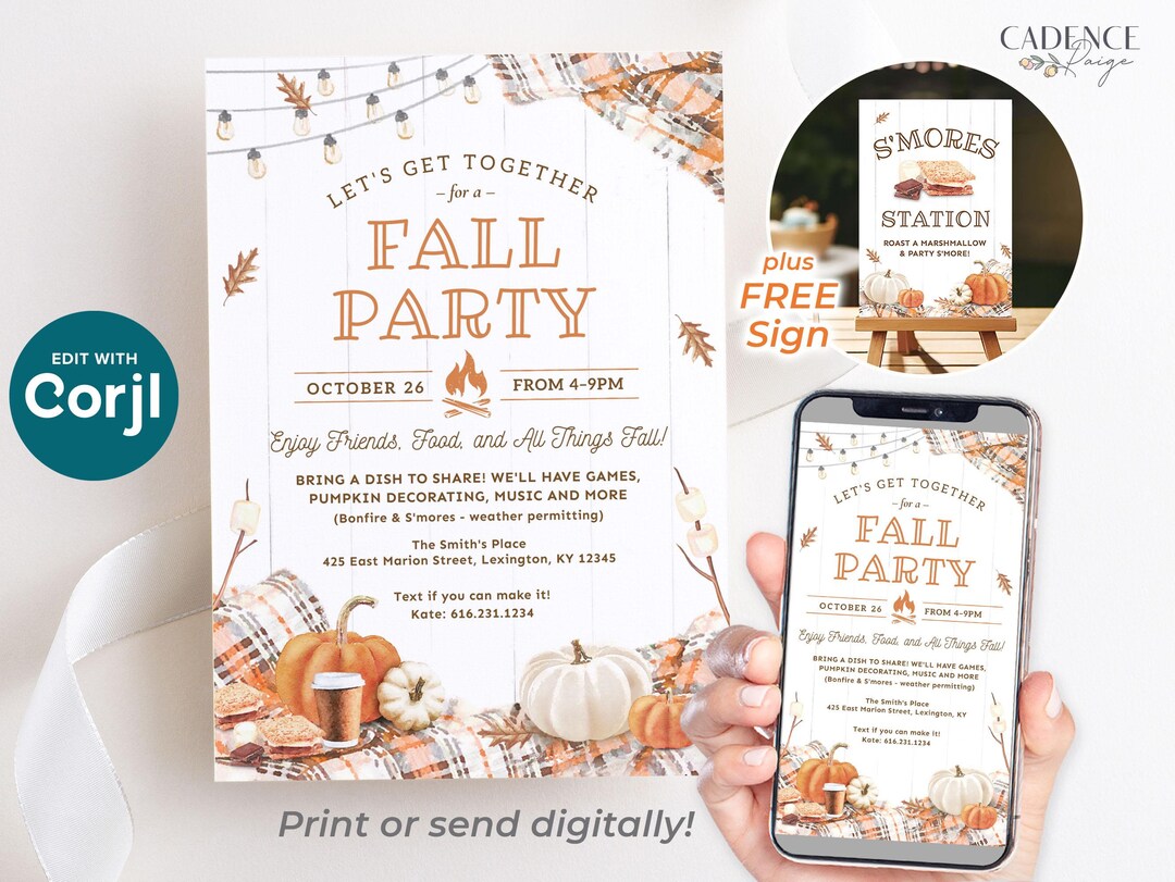 Fall Party Invitation Fall Harvest Party Invite Fall Festival Fall ...