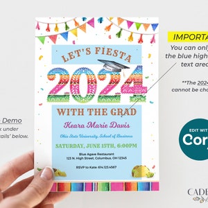 Graduation Party Fiesta Invitation for Mexican Theme Grad Party Invite ...