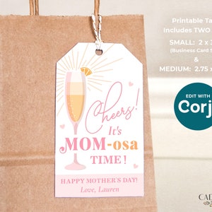 Mimosa Mother's Day Gift Tag, Mom-osa Gift Tag for Mom Friends, Fun ...