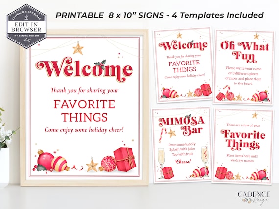 Favorite Things Party Signs Favorite Things Party Decor 8 X | Etsy