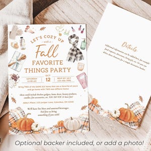 Fall Favorite Things Party Invitation for Fall Gift Exchange Party Cozy ...