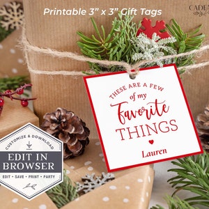 Favorite Things Gift Tag, Small Favorite Things Gift Tag, Printable ...