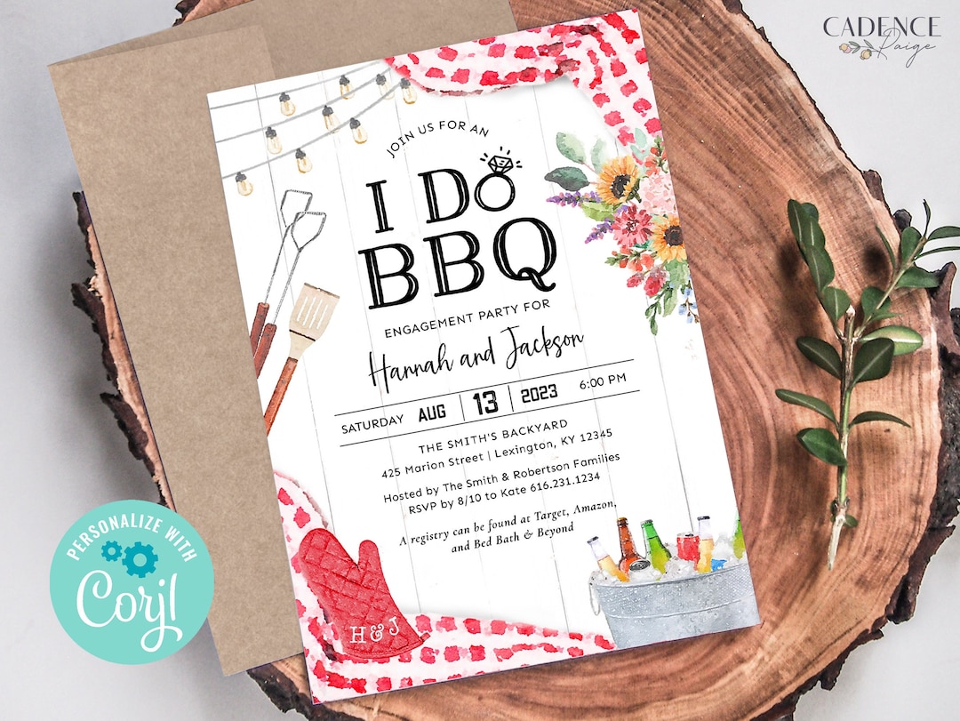 I Do BBQ Invitation, BBQ Engagement Party Invitation, Backyard Couple's ...