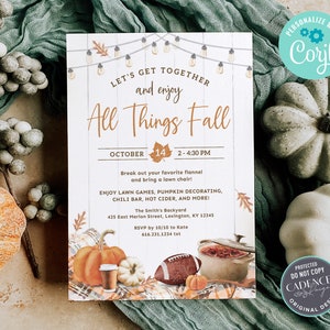All Things Fall Invitation, Digital Fall Harvest Party Invitation ...