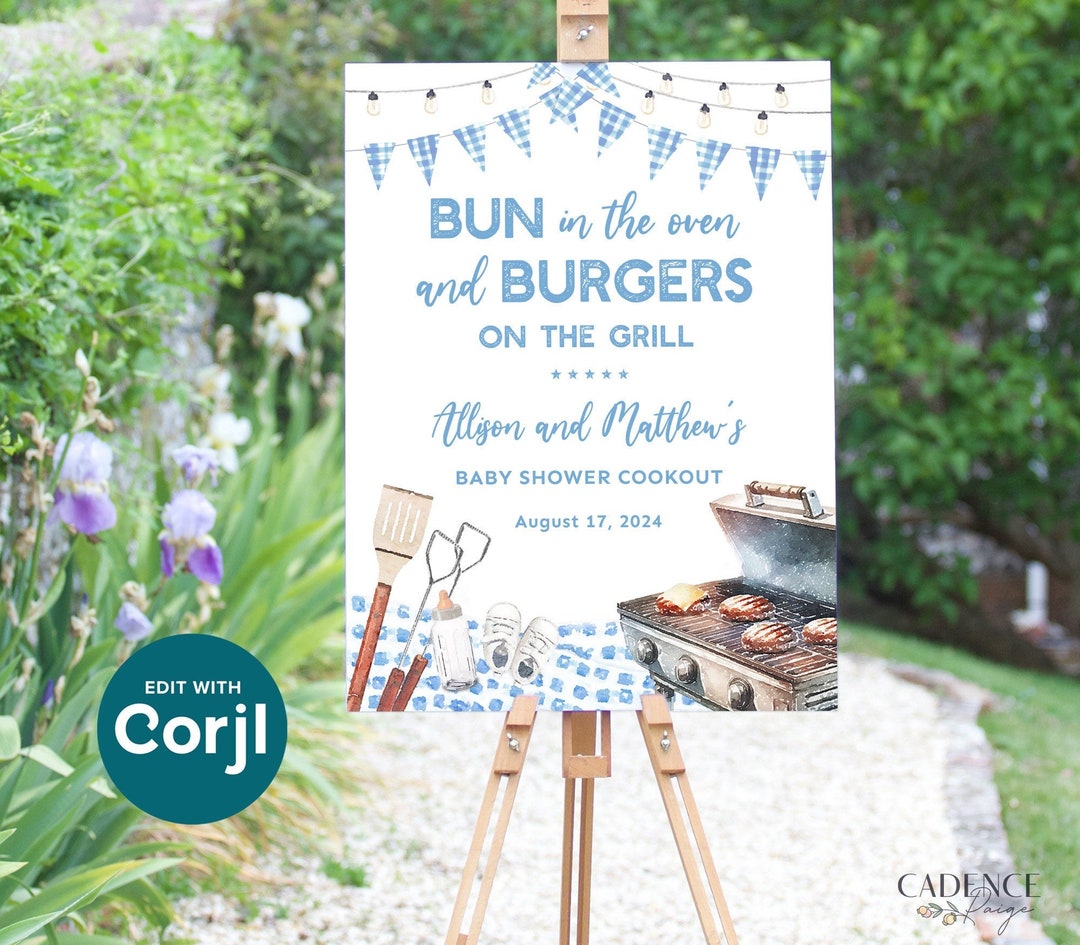 Burgers on the Grill Baby Shower Welcome Sign (digital Template) - Etsy