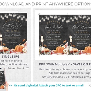 Bonfire Couples Shower Invitation, Autumn Wedding Shower Invite, Rustic ...