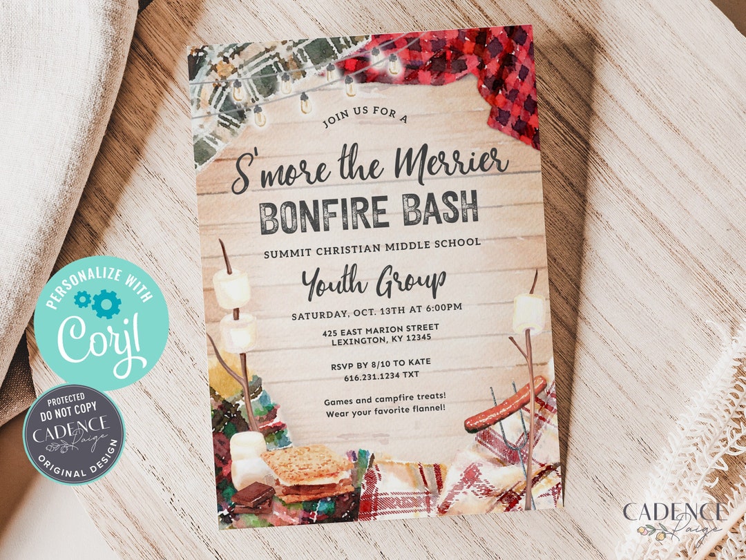 Bonfire Party Invitation Template, Backyard Bonfire Party Invitation ...