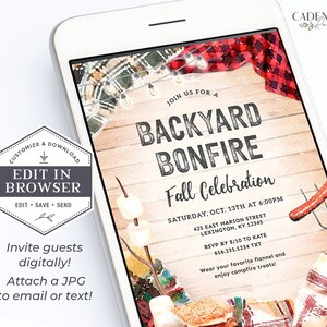 Bonfire Party Invitation, Fall Youth Group Invitation, Flannel Themed ...