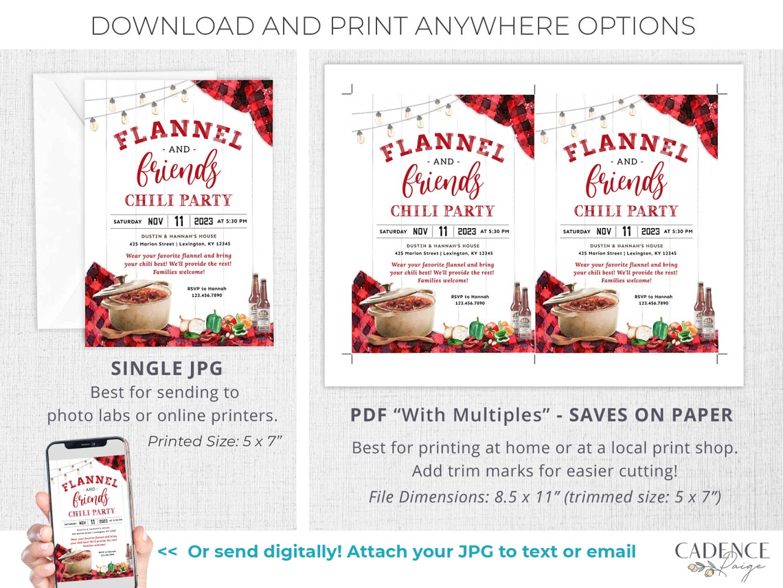 Chili Cook off Invitation, Chili Party, Chili Potluck Party Invitation ...
