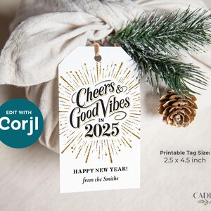 Happy New Year Gift Tag, Printable New Years Tag, Editable New Years ...