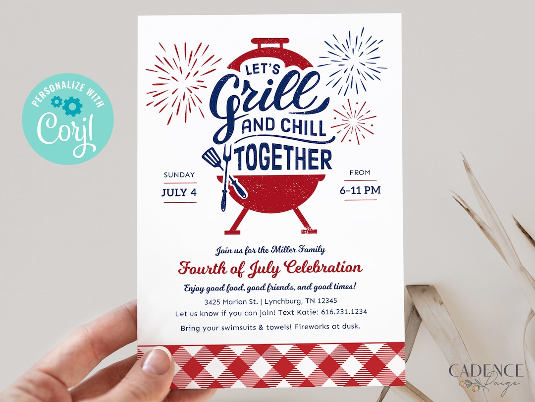 Digital 4th of July Party Invitation, July 4th BBQ Invitation, Fourth ...