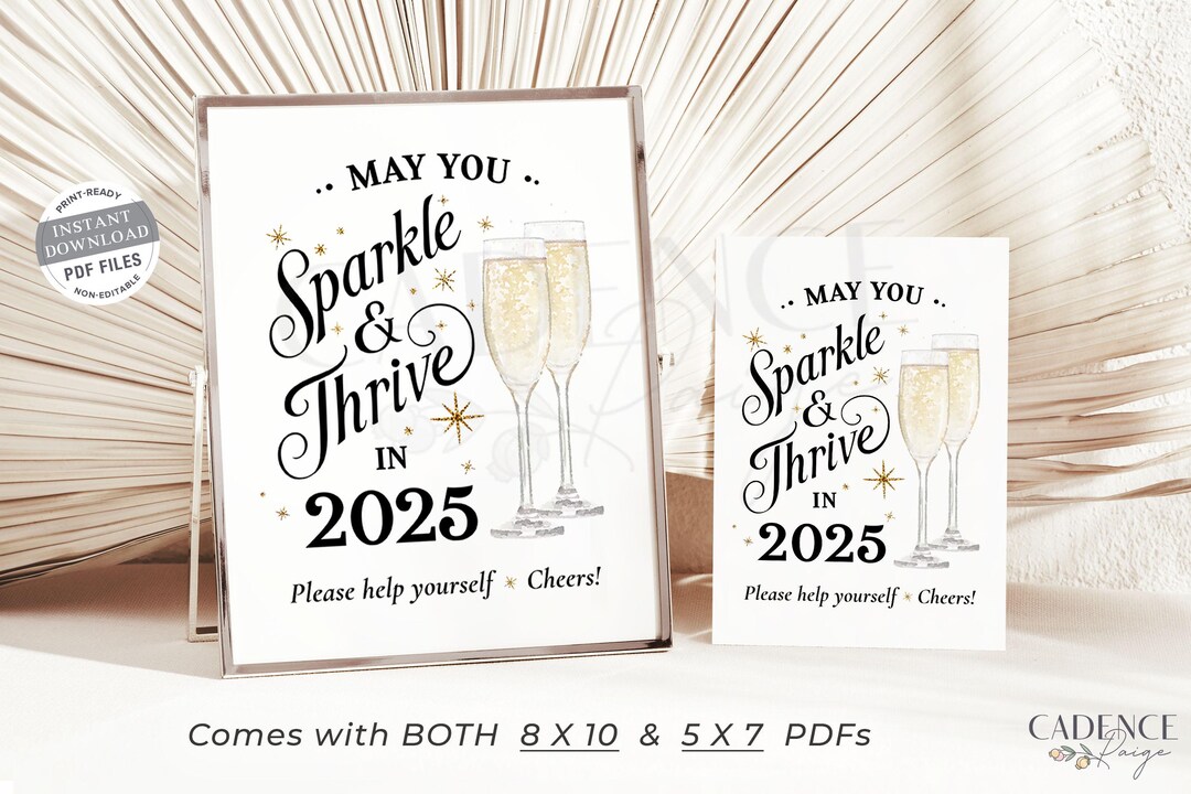 New Years Eve Sign Printable Champagne Bar Sign, New Years Party Sign ...