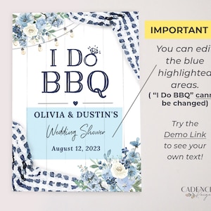 Dusty Blue I Do BBQ Welcome Sign, I Do BBQ Welcome Poster, Blue Bbq ...