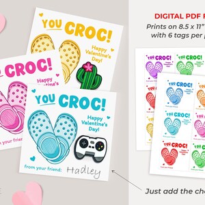 You Croc Valentine's Day Gift Tag, Shoe Charm Valentines Day Tag, Easy ...